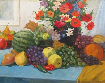 VINTAGE ORIGINAL PAINTING Socialism Still Life Flowers on - Etsy