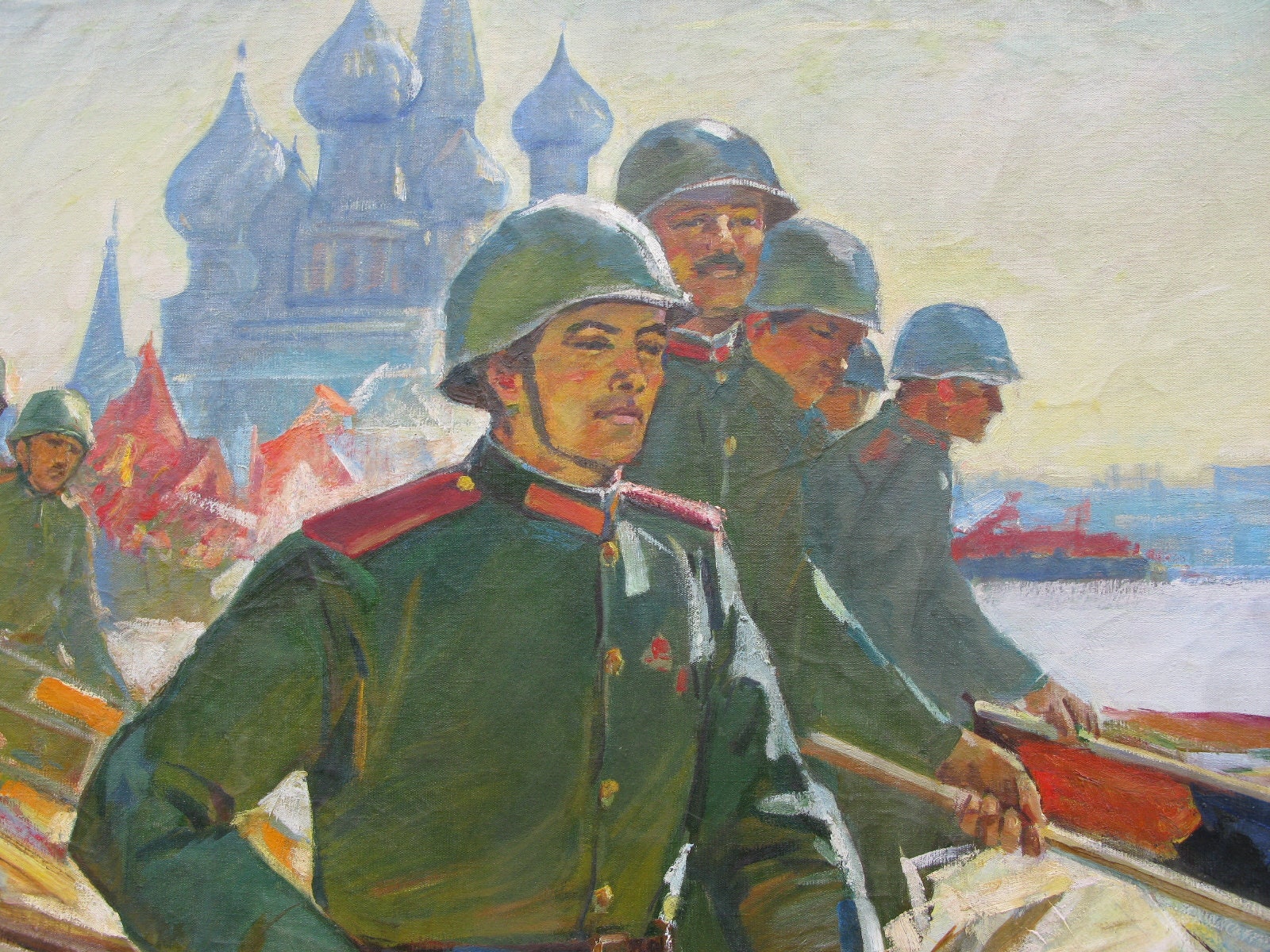 VINTAGE ORIGINAL PAINTING, Socialist Realism, Genre Painting, Victory ...