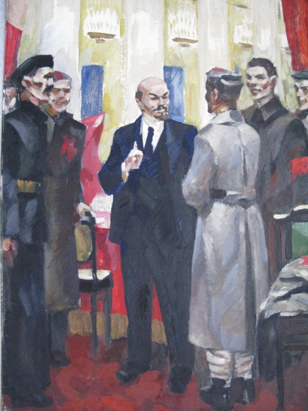 VINTAGE ORIGINAL PAINTING lenin With the People - Etsy
