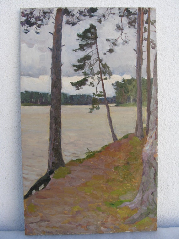 Oil Painting Ukrainian artist B landscape 1963 Kolesnik VINTAGE ...