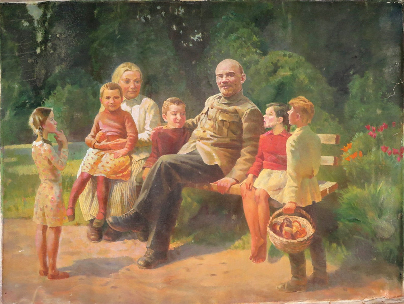 VINTAGE ORIGINAL PAINTING, Socialist Realism, Genre Painting, Lenin ...