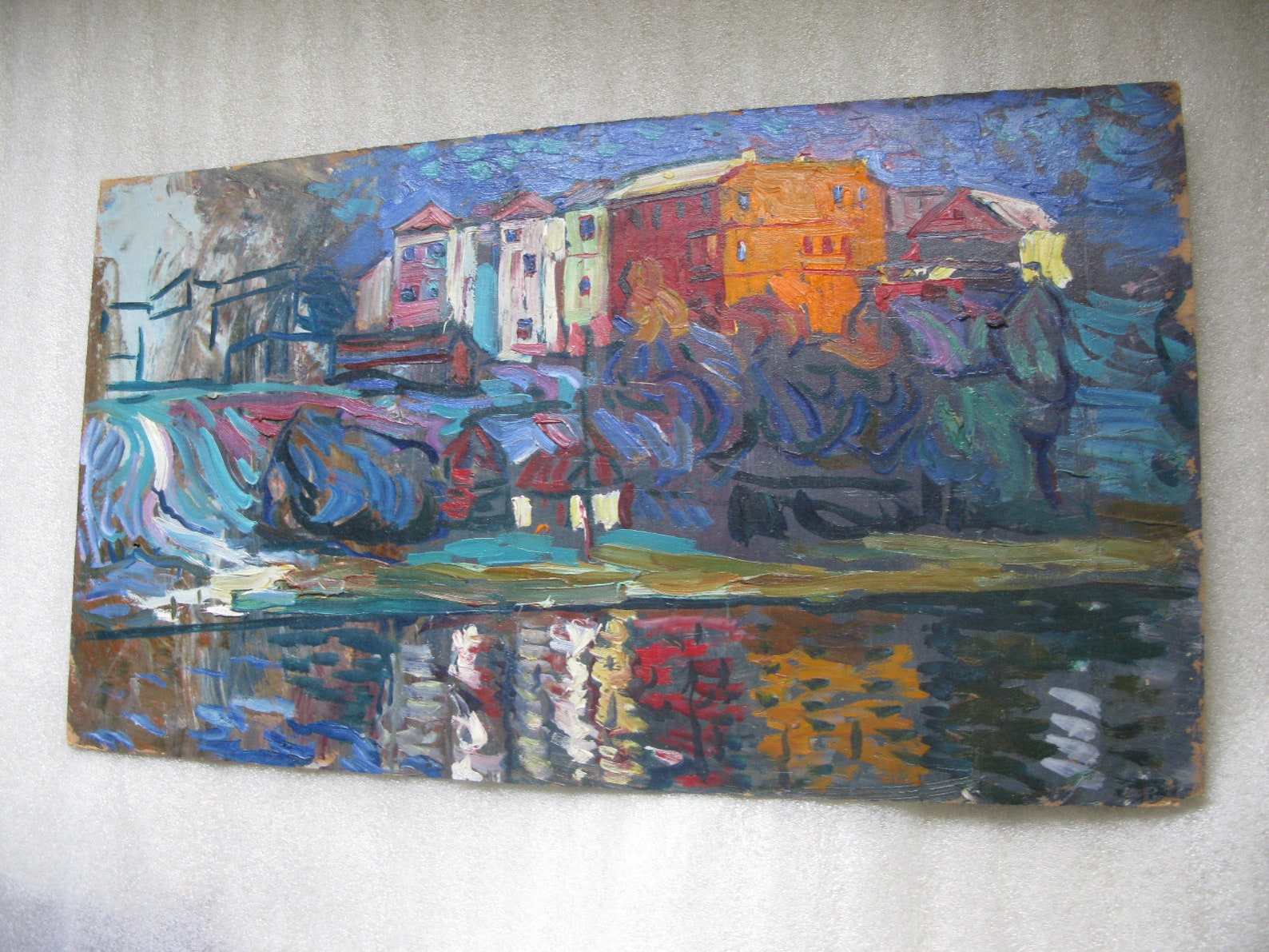 VINTAGE ORIGINAL PAINTING, Socialist Realism, Cityscape, Zhytomyr ...