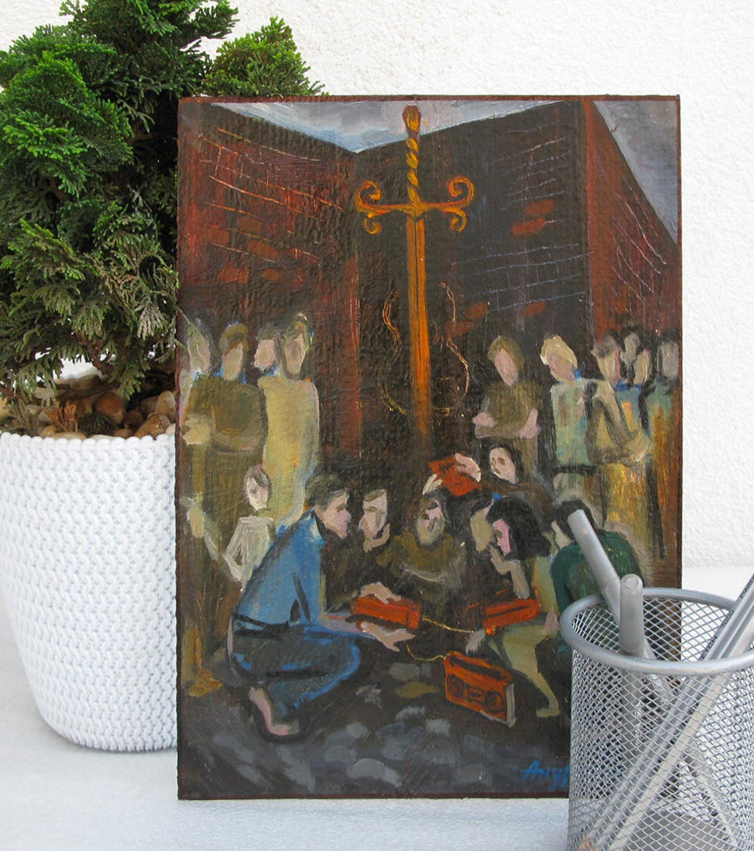 VINTAGE ORIGINAL PAINTING, Oil Painting, Socialist Realism, Vintage ...