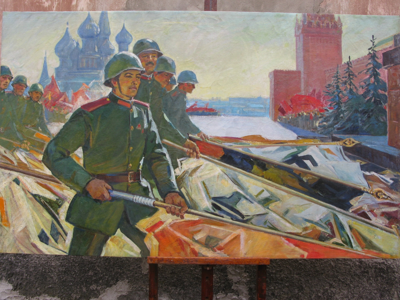 VINTAGE ORIGINAL PAINTING, Socialist Realism, Genre Painting, Victory ...