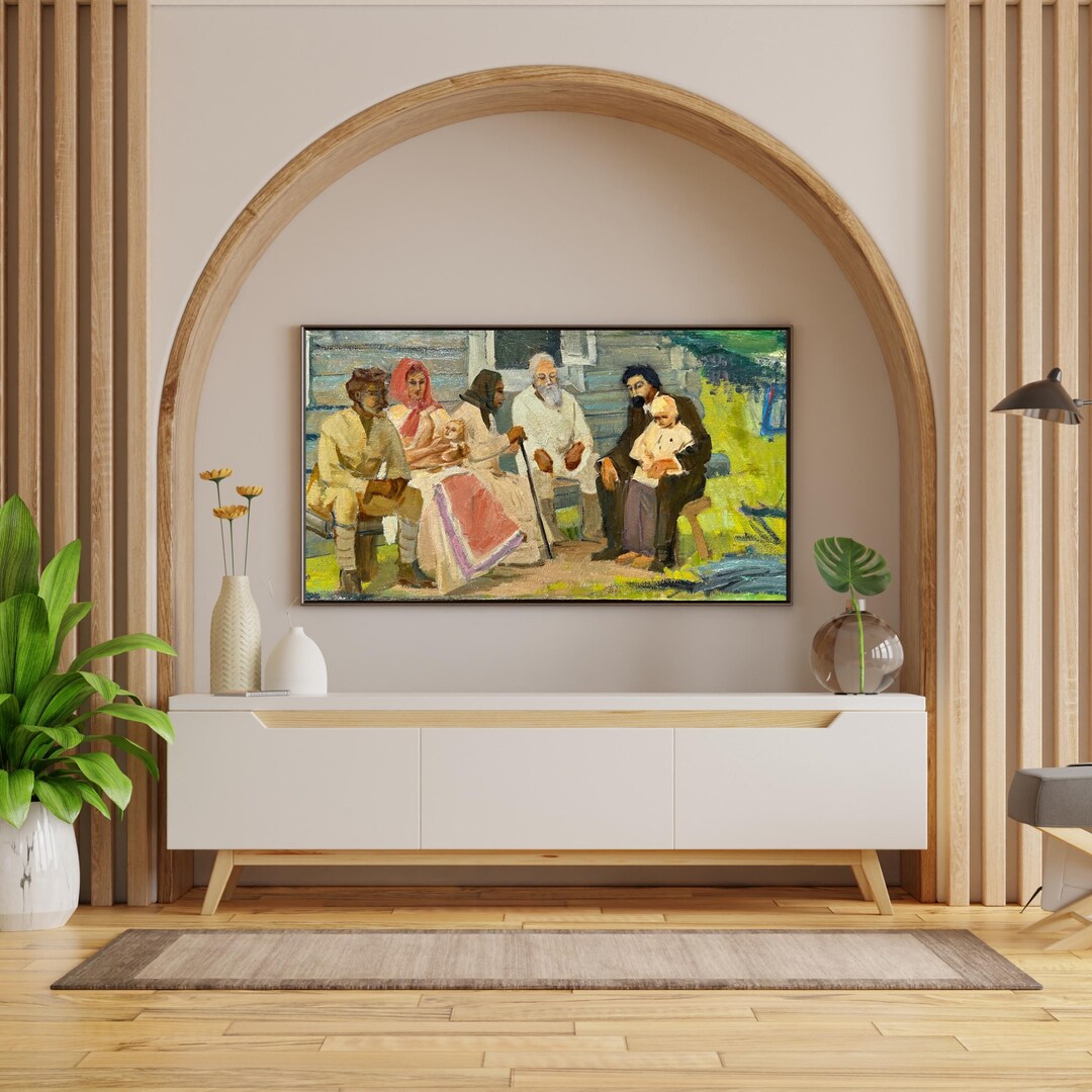 VINTAGE PAINTING, Vintage Realism, Socialist Realism, Portrait, Genre ...