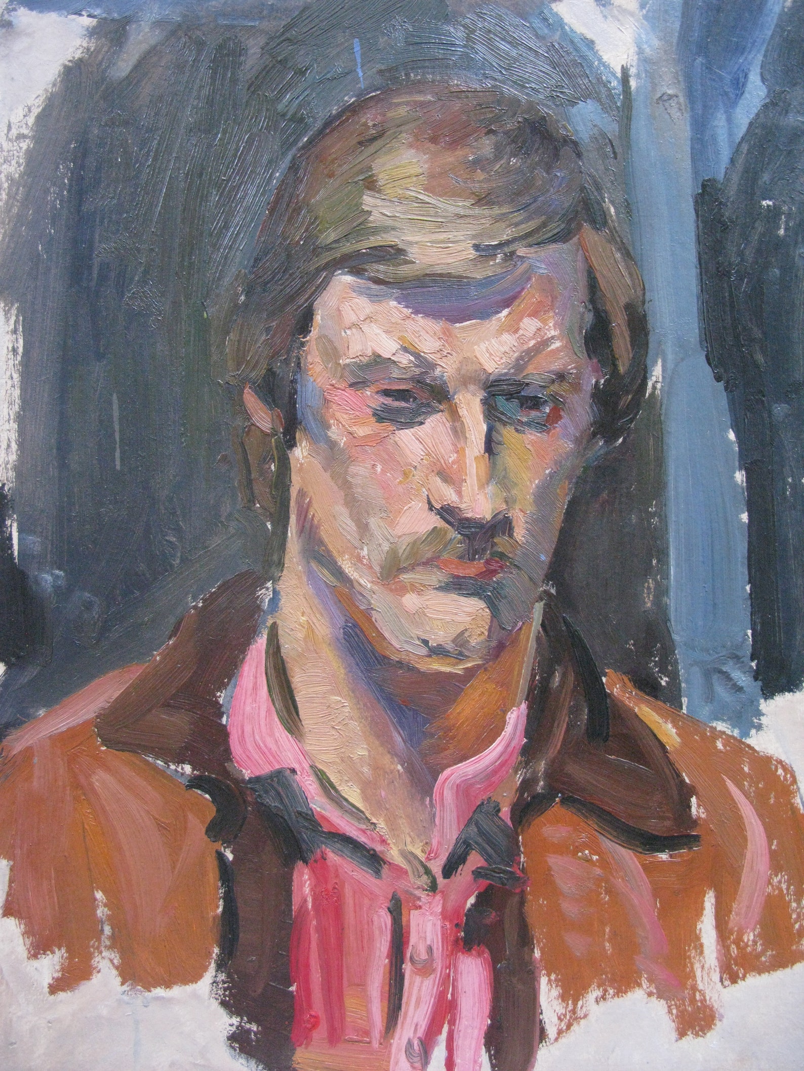 VINTAGE ORIGINAL PAINTING, Socialist Realism, Genre, Portrait, Serious ...