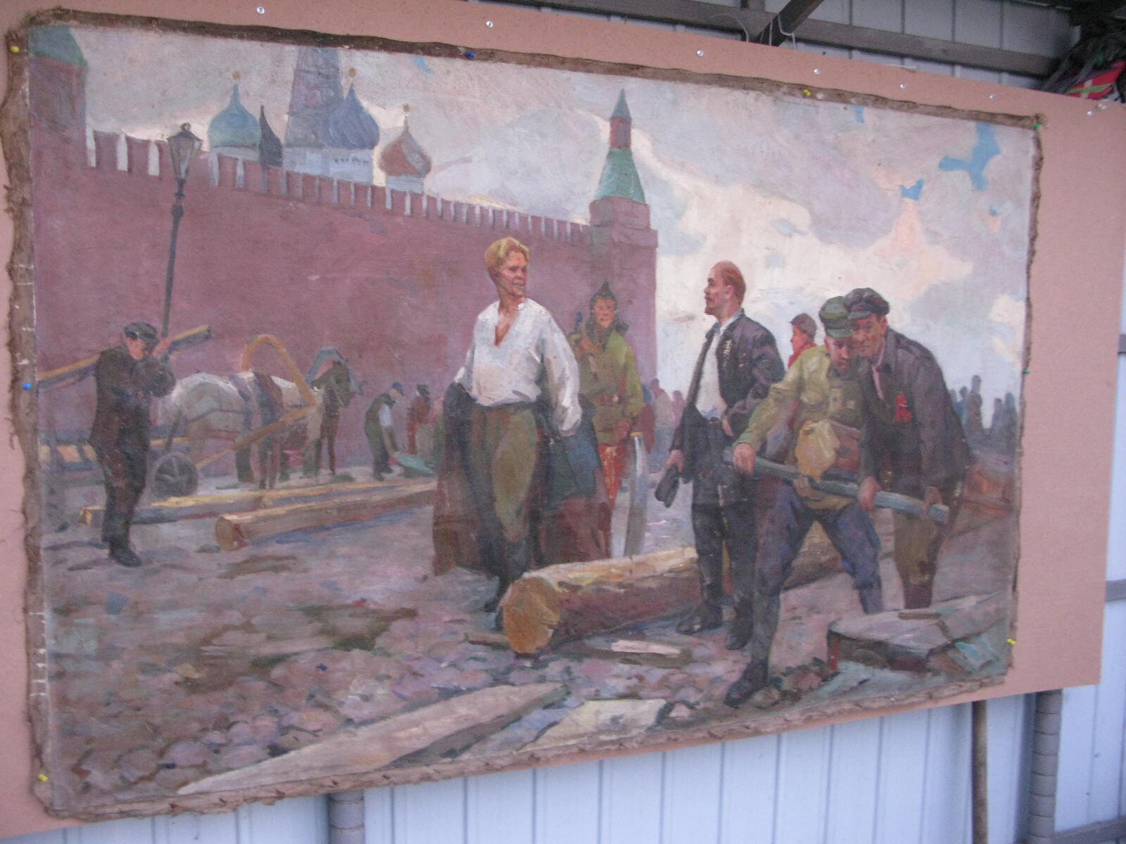 VINTAGE ORIGINAL PAINTING, Socialist Realism, Genre Painting, Lenin on ...