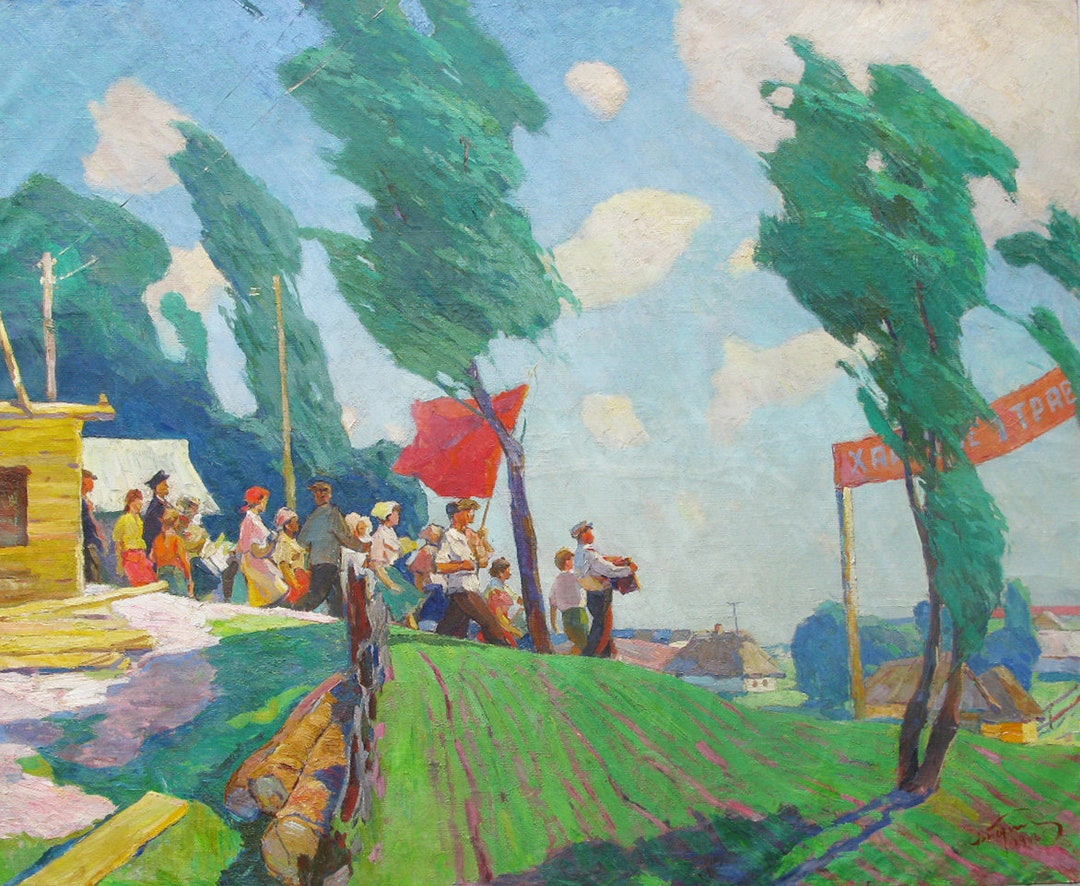 VINTAGE ORIGINAL PAINTING, Socialist Realism, Genre, May 1, Oil on ...