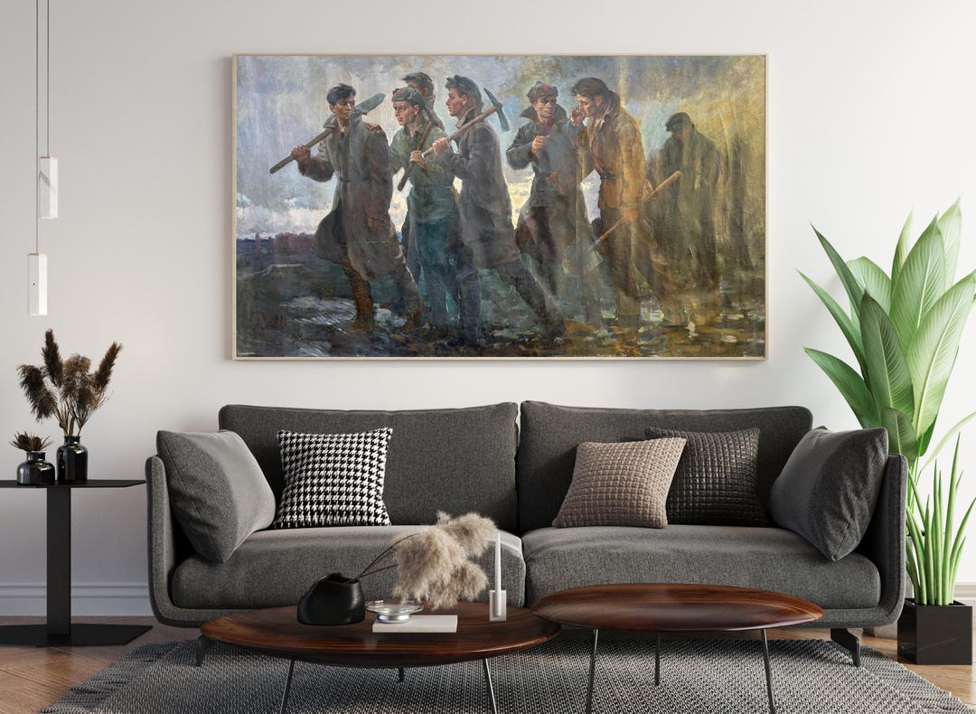 VINTAGE ORIGINAL PAINTING, Oil Painting, Vintage Realism, Socialist ...