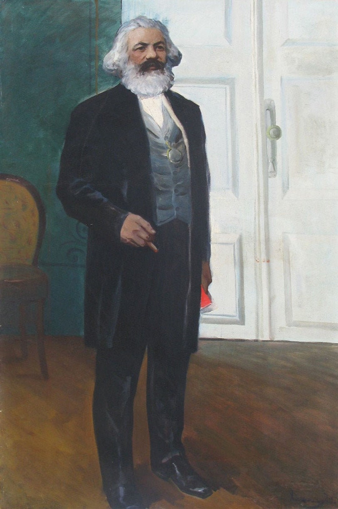 VINTAGE ORIGINAL PAINTING, Socialist Realism, Portrait, Karl Marx Oil ...