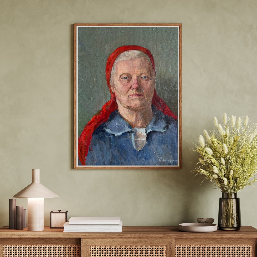 VINTAGE ORIGINAL PAINTING, Socialist Realism, Vintage Realism, Portrait ...