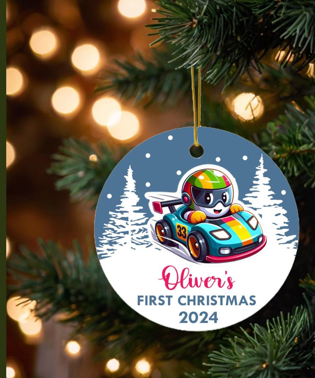Personalized Racing Car Ornament Custom Name & Year Holiday Gift Custom ...