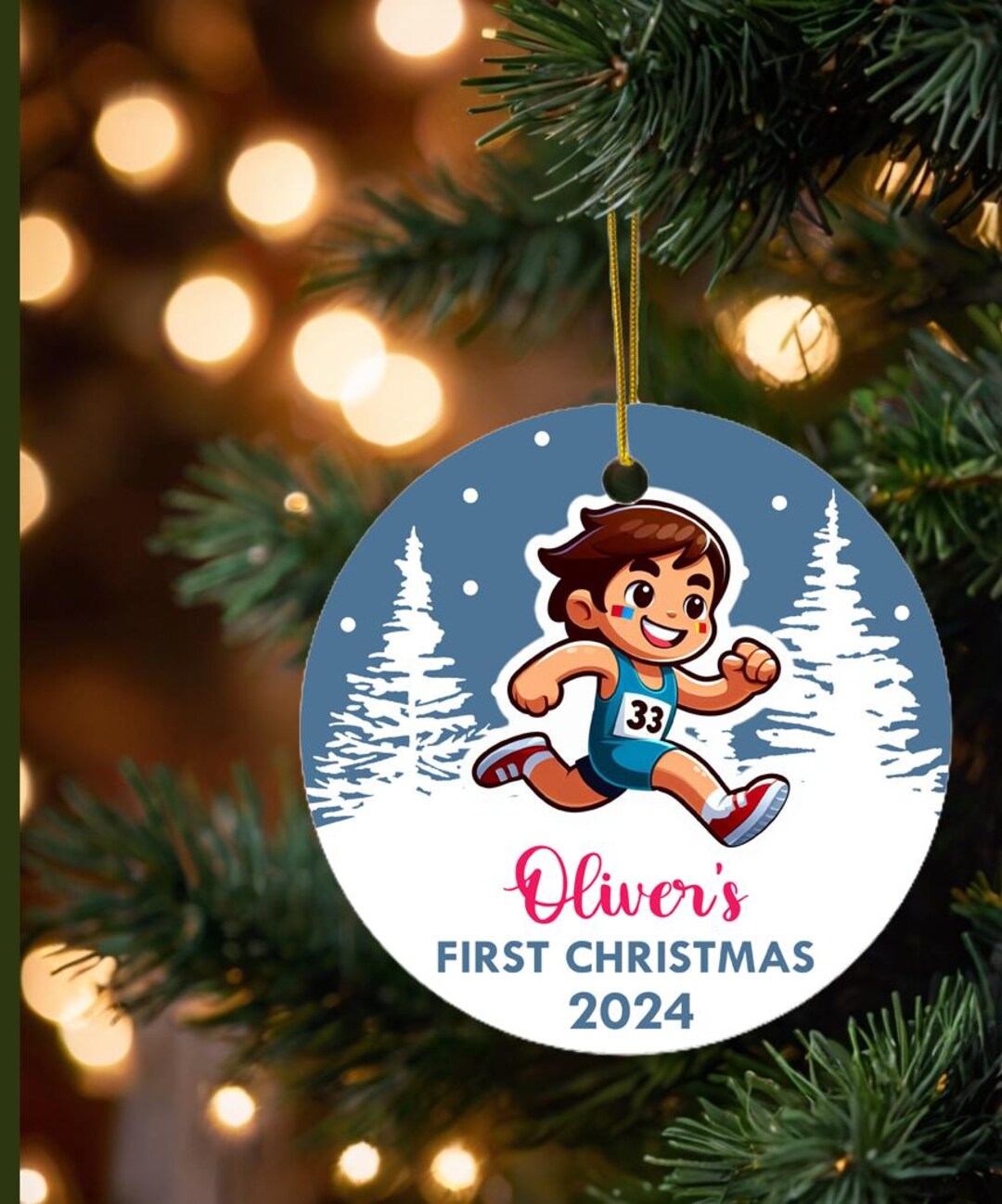 Personalized Running Ornament Custom Name & Year Holiday Gift Custom ...