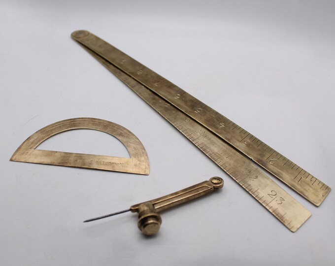 Antique Solid Brass Drafting Tools | Brass Folding Ruler | Brass ...