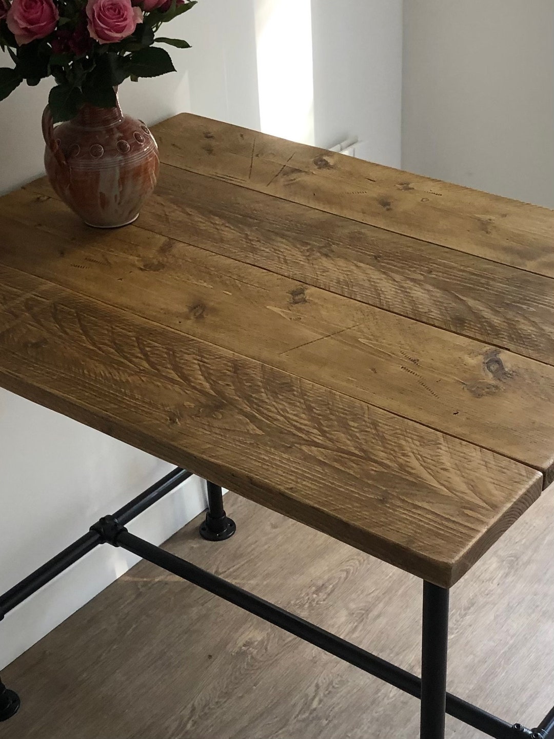 4 Plank Breakfast Bar, Rustic Wood, High Dining Table, 90cm, 100cm or ...