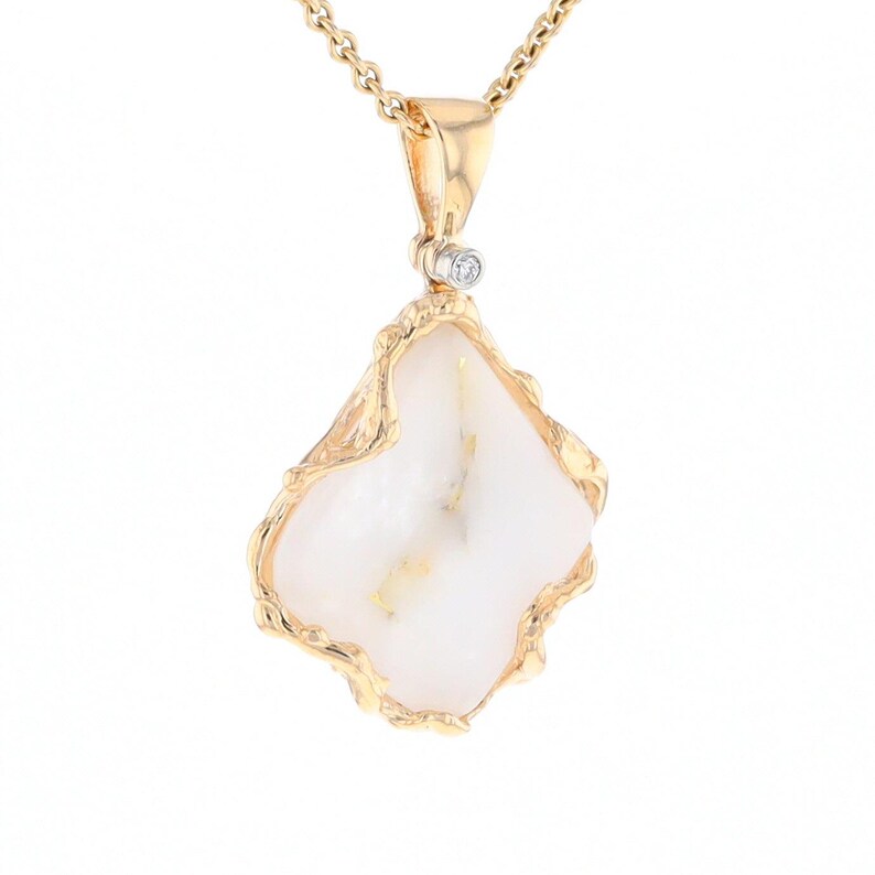 Gold Quartz Freeform Pendant - Etsy