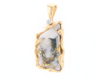 Gold Quartz Freeform Pendant - Etsy