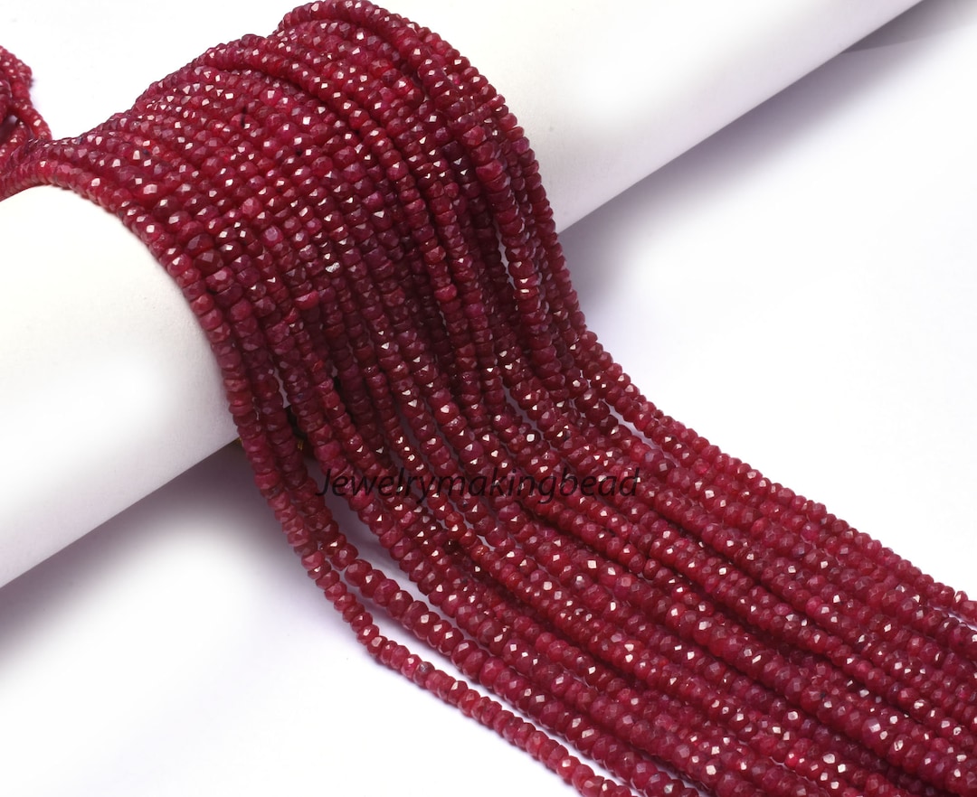 13 Strand Beautiful Red Ruby Corundum Gemstone Beads Red Ruby Corundum ...