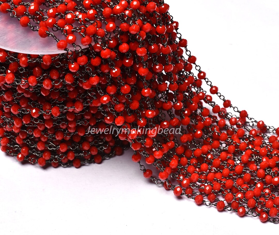 Dark Red Ruby Hydro Faceted Rondelle Beads Rosary Chain 1,3,5,10,25 ...