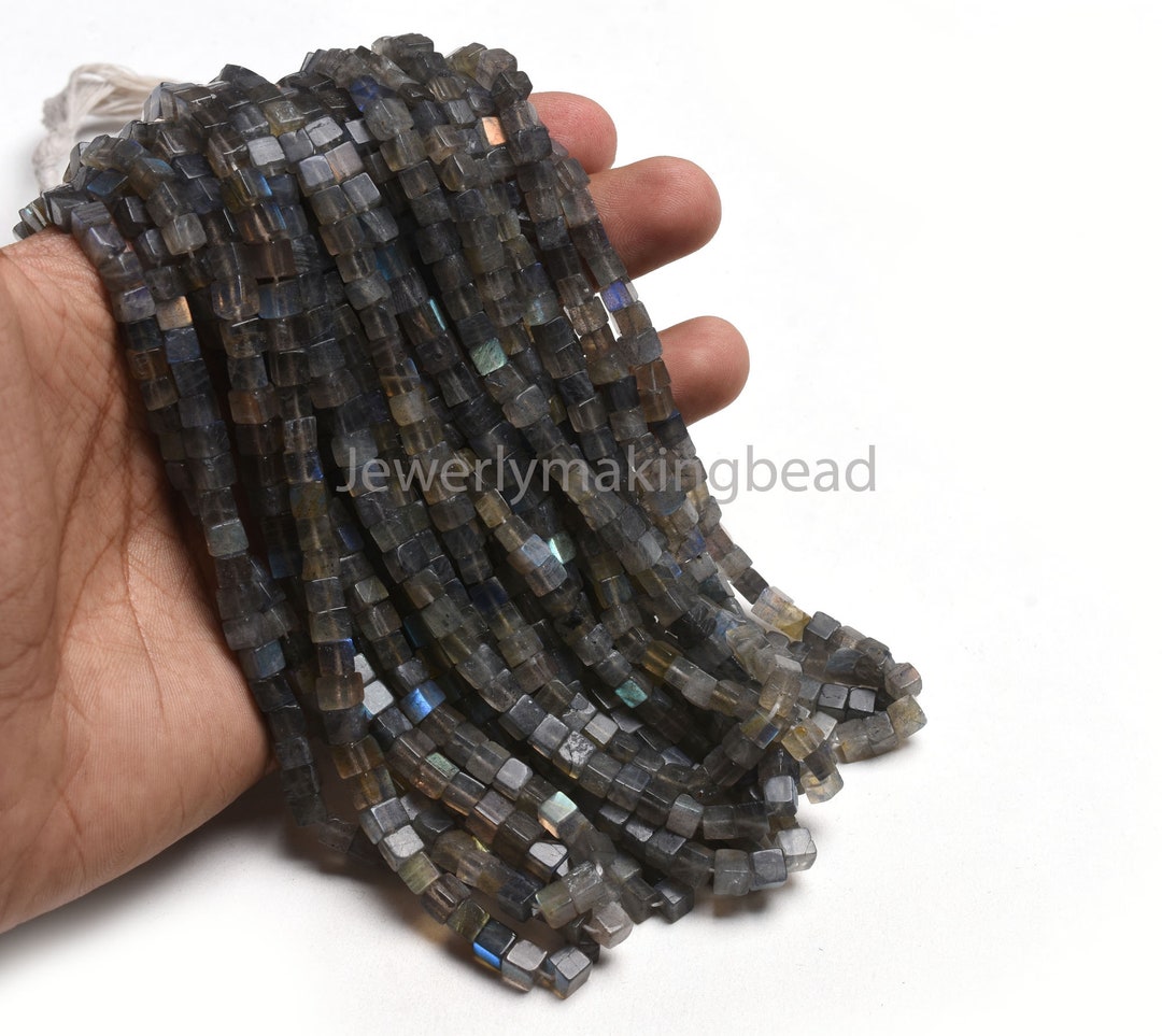 Multi Fire Labradorite Smooth 3D Cube Box Shape Jewelry Strands Beads ...
