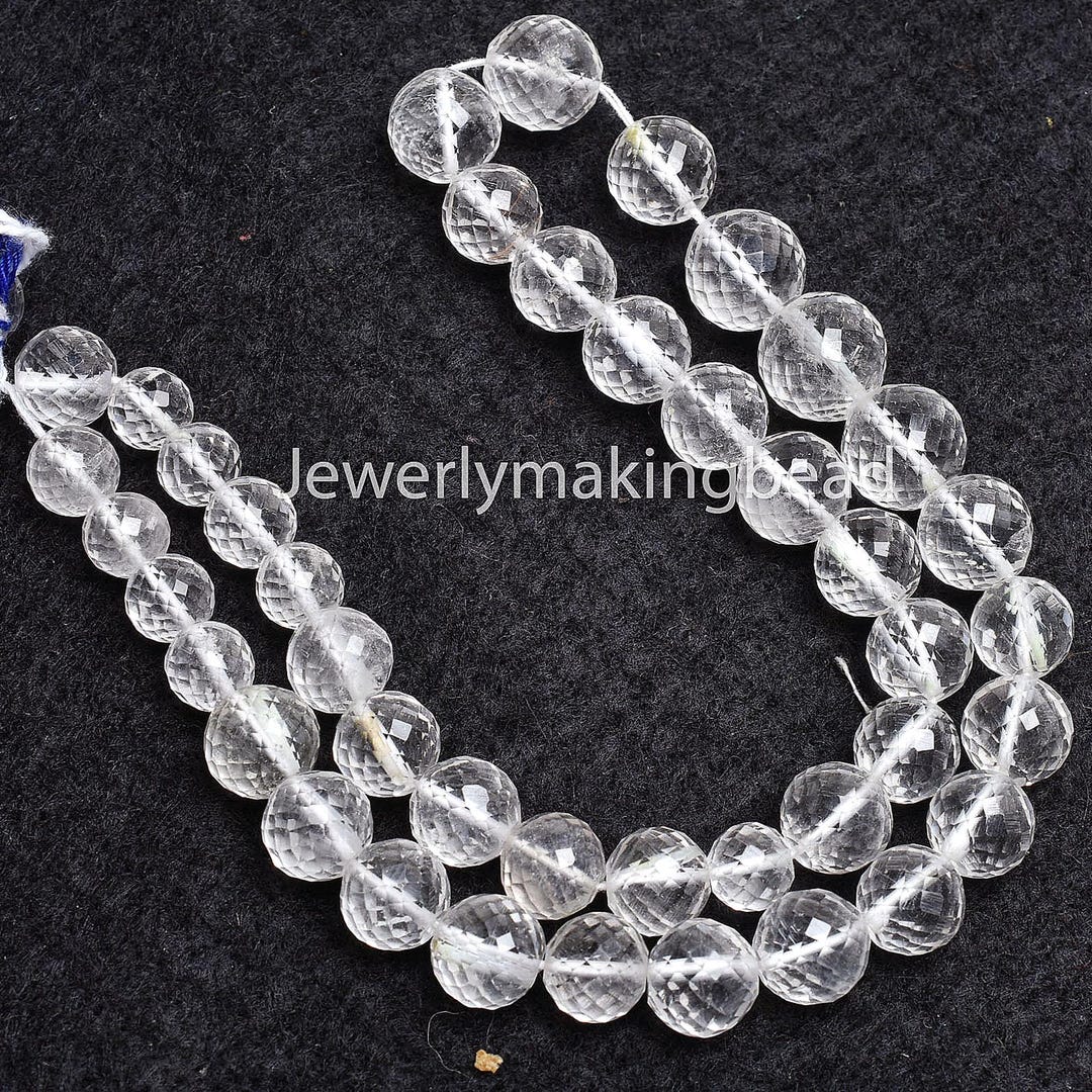 100% Natural Faceted Crystal Round Shape Beads, Fine Quality Crystal ...