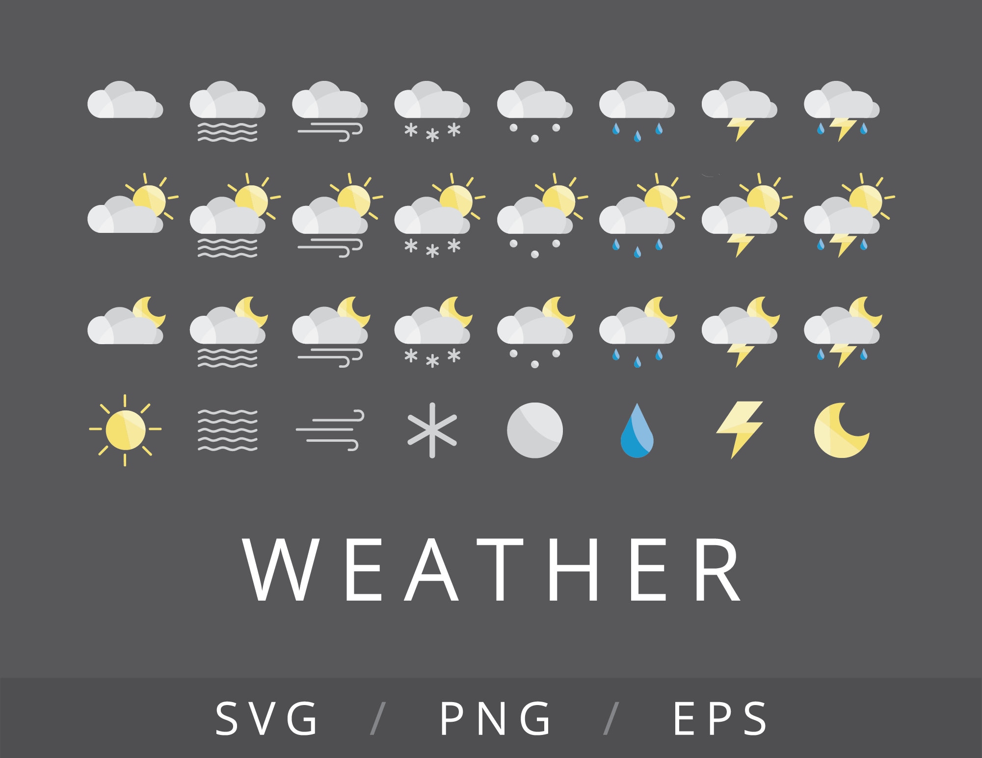 Minimal Weather Icons - Etsy