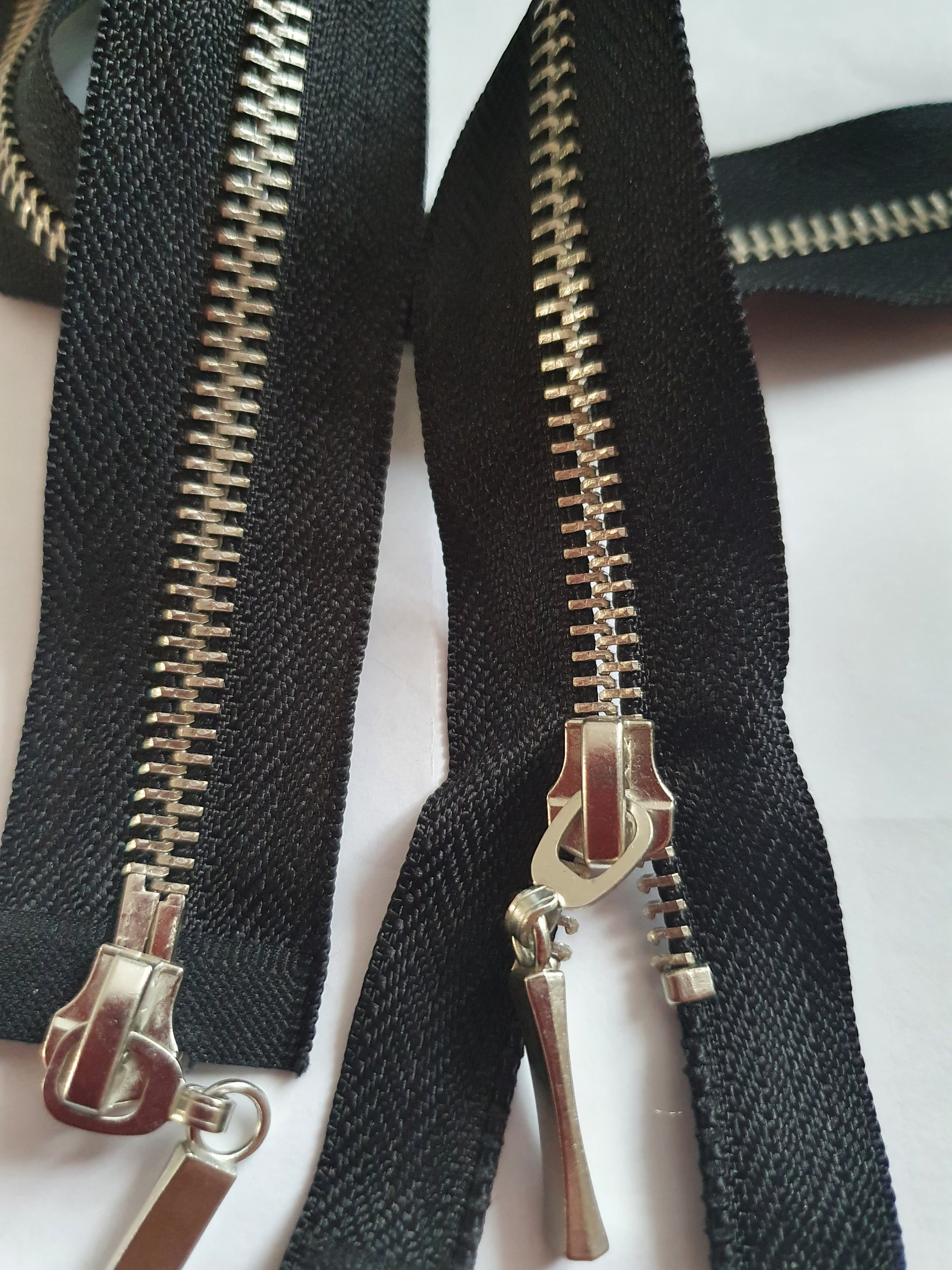 Two Way METAL Zip Silver Teeth Size #5 Open End Single Slider Strong ...