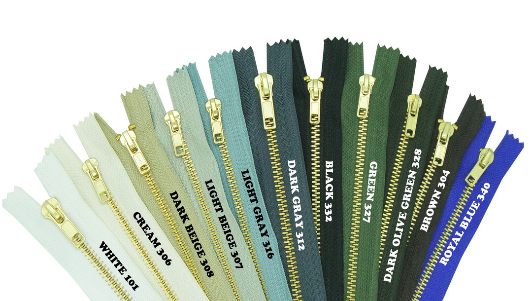 SET OF2 Metal Yellow Brass Zip 10 14 16 18 20cm Trousers Jeans Zipper ...