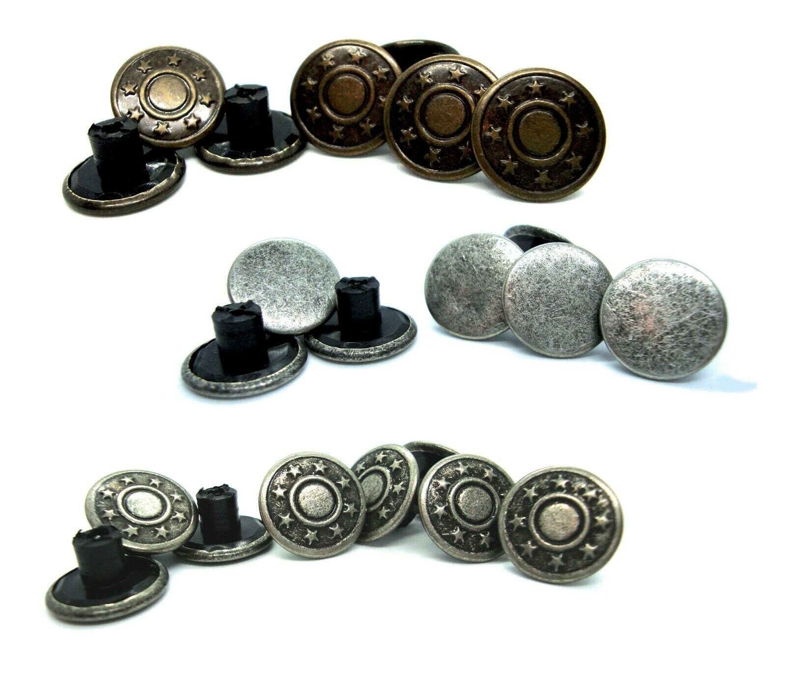 17mm Metal Jeans Buttons Hammer on Denim Tack Alloy Studs Oxyd Antique ...
