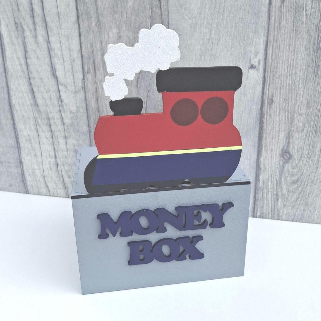 Wooden Train Money Box | Train Themed Piggy Bank | Children's Nursery ...