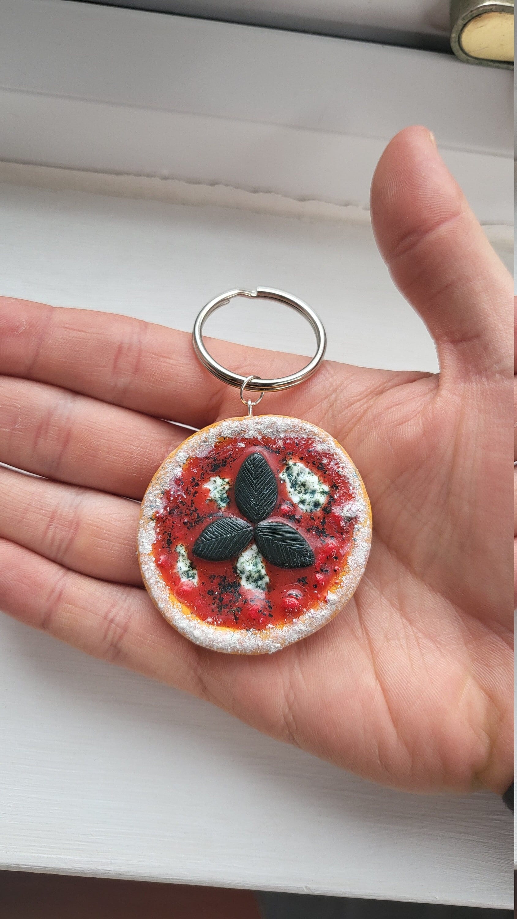 Pizza Keyring, Polymer Clay Food Keyring, Miniature Food Keyring, Cute ...