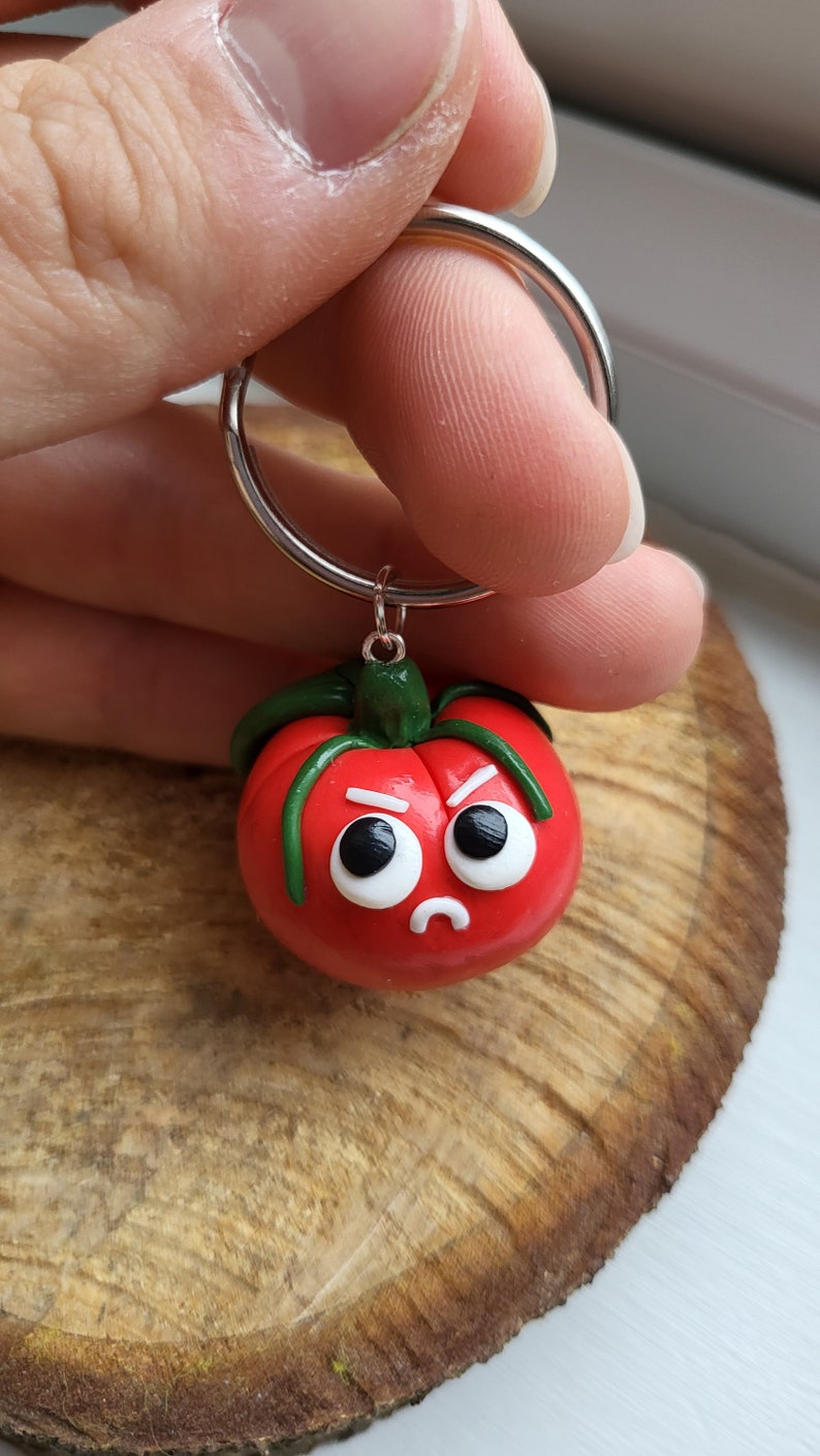 Tomato Keyring, Polymer Clay Food Keychain, Food Keyring, Mini Food ...