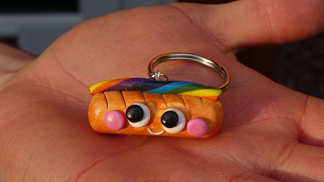 LGBT Baguette Keyring, Cute Bread Keychain, Polymer Clay Food Keyring ...