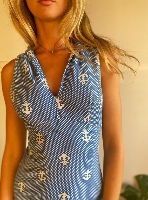 1970's Original Blue & White Polka Dot Sailor Summer … - Gem
