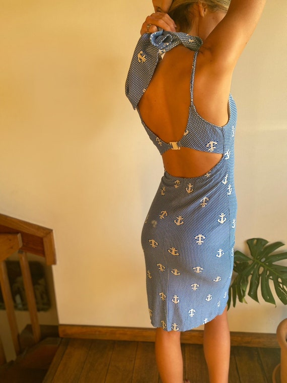 1970's Original Blue & White Polka Dot Sailor Summer … - Gem