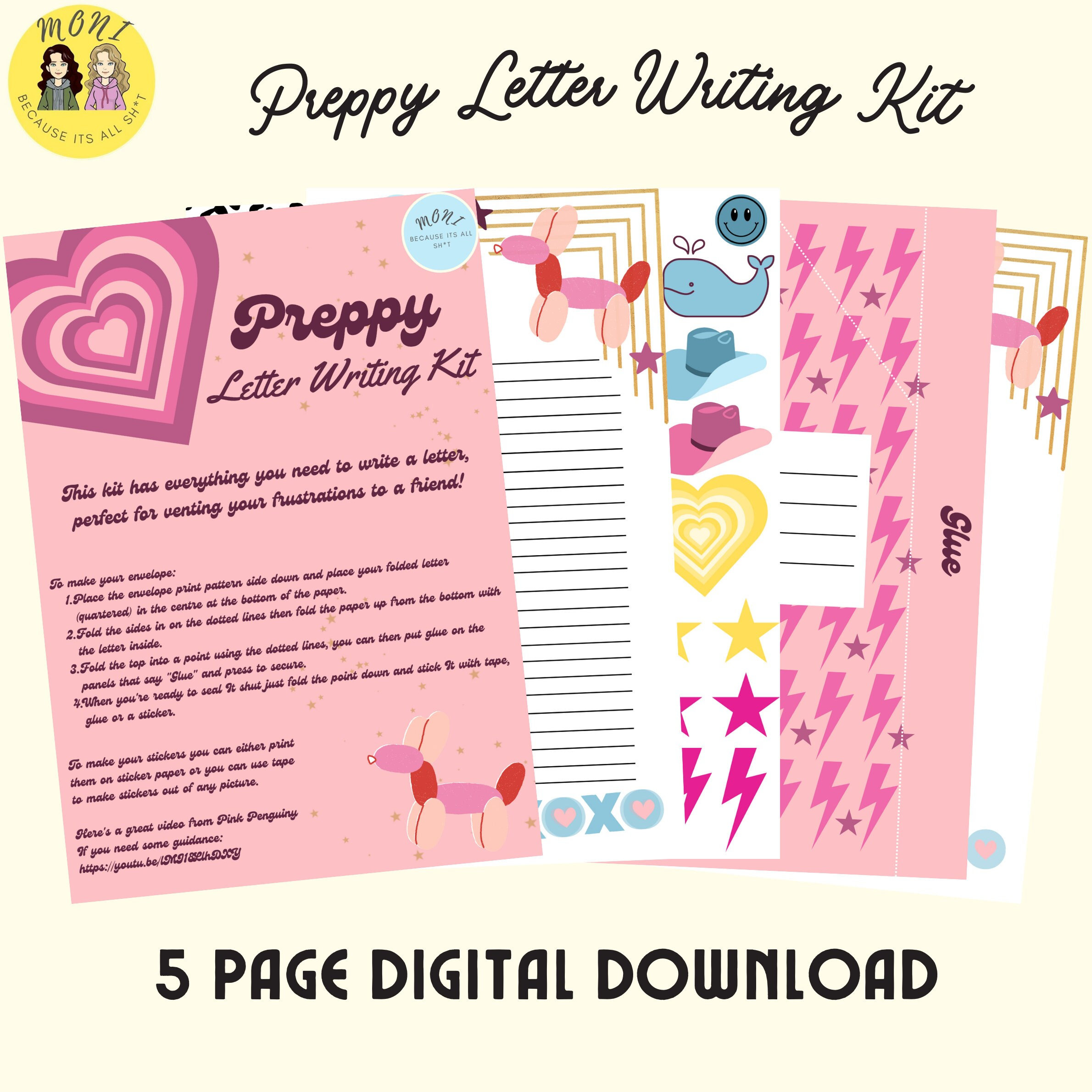 Letter Writing Kit (preppy Theme) - Etsy
