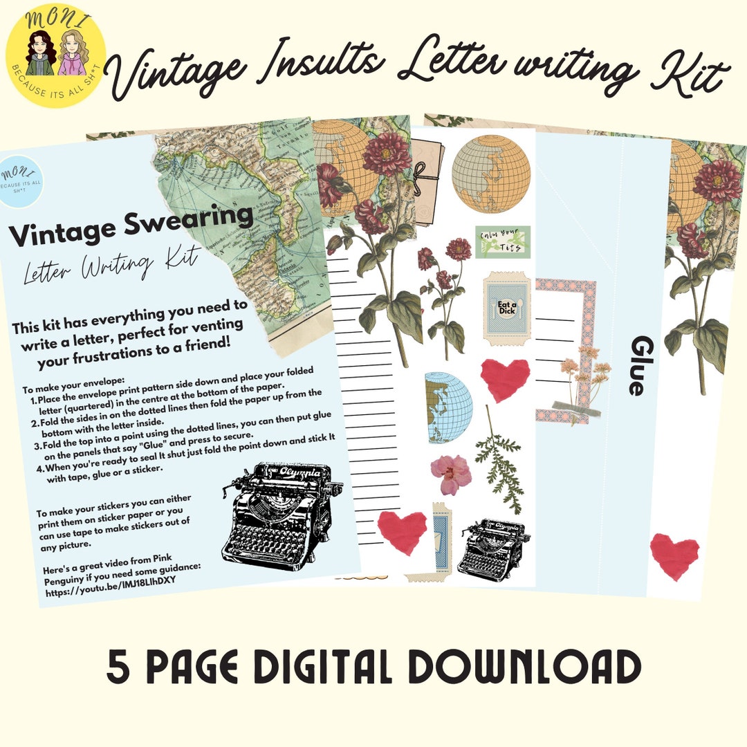 Letter Writing Kit (vintage Insults) - Etsy