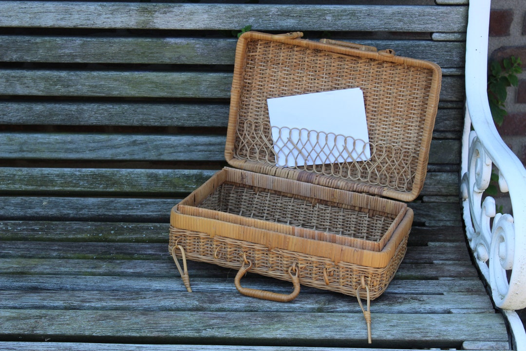 Rattan Travel Suitcase From a Bygone Era, Woven Wicker Suitcase ...