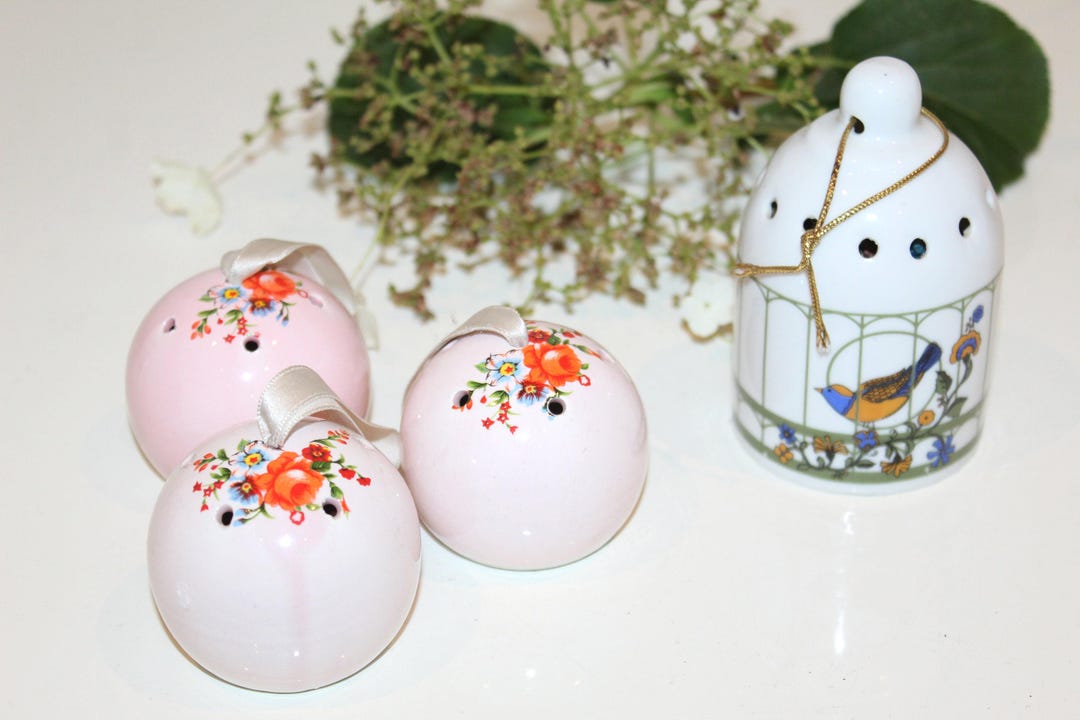 Vintage Porcelain Pomander Ball, Dried Flower Birdcage | Porcelain ...