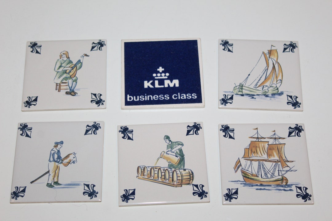 KLM Business Class Coasters Set of 6 Vintage Royal Dutch - Etsy
