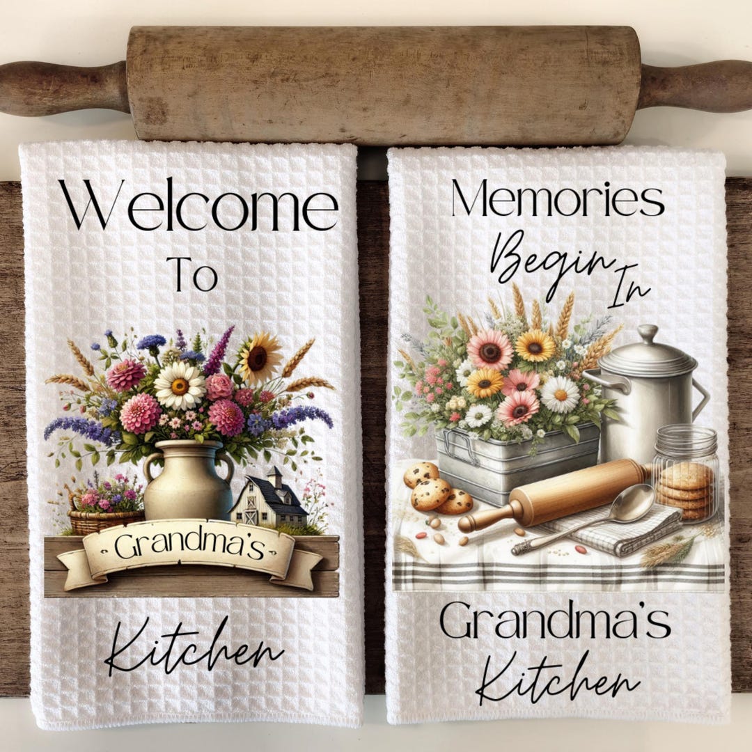 Grandma's Kitchen Tea Towel Designs: Farmhouse PNG Bundle (digital ...