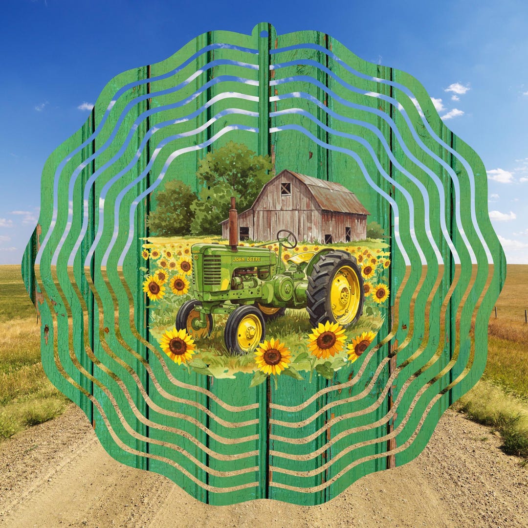 Farm Tractor Wind Spinner: Sunflower Garden Art (PNG Download 11x11in ...