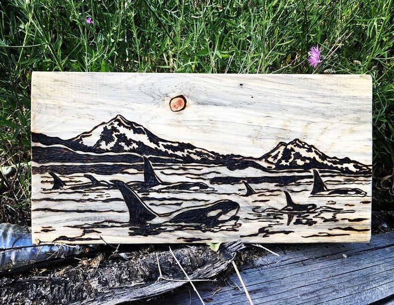 Pyrography Wood Burning Handcrafted Ocean Art Killer Whale Art | Etsy