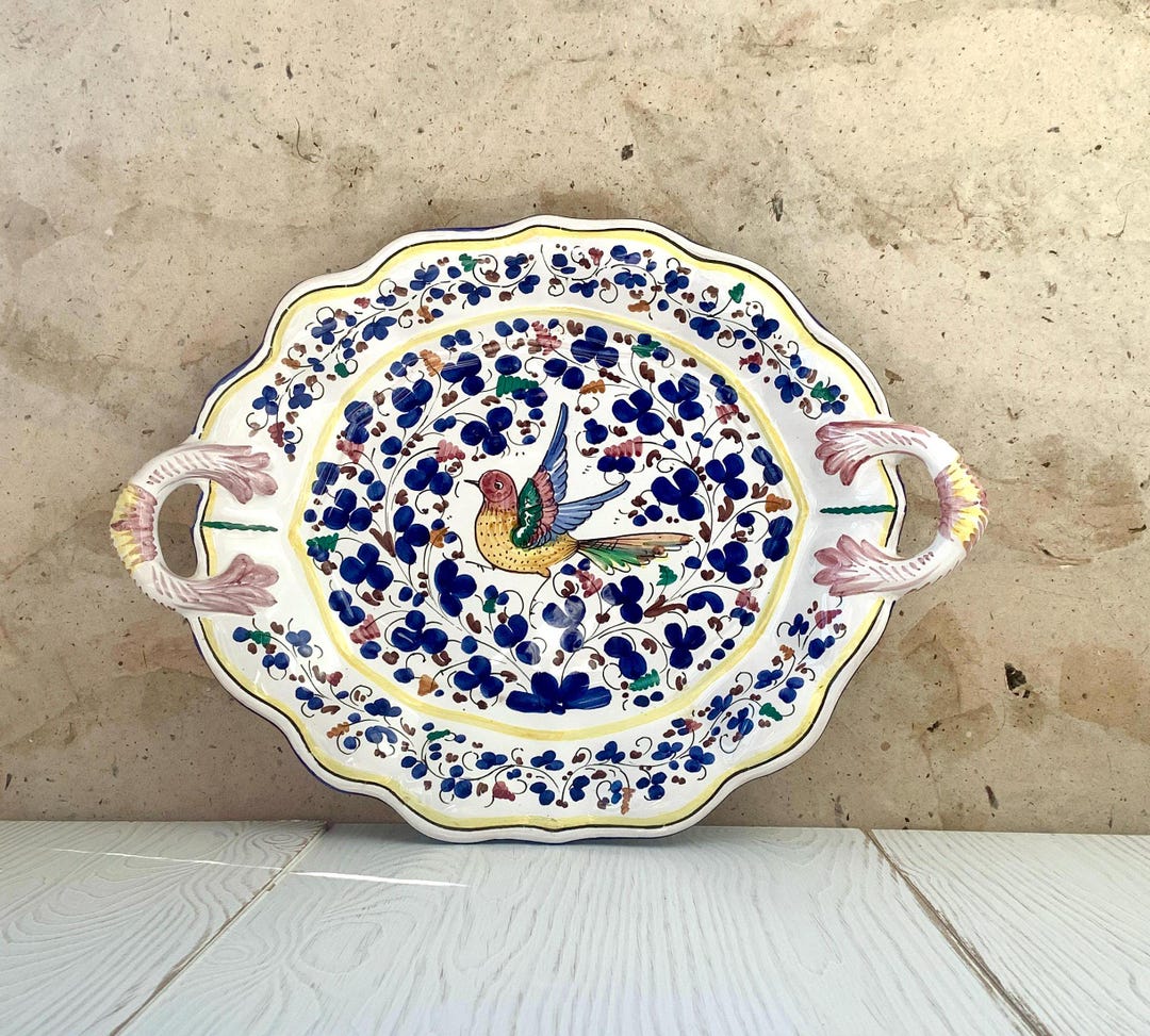 Hand Painted Majolica Platter / Vintage Italian Pottery / Sberna Deruta ...