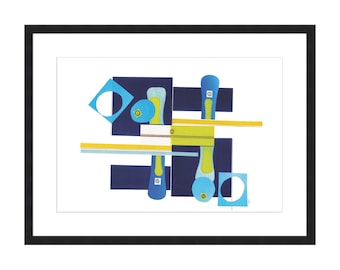 Mid Century Modern Inspired Art Print Made From Paper Collage: | Etsy