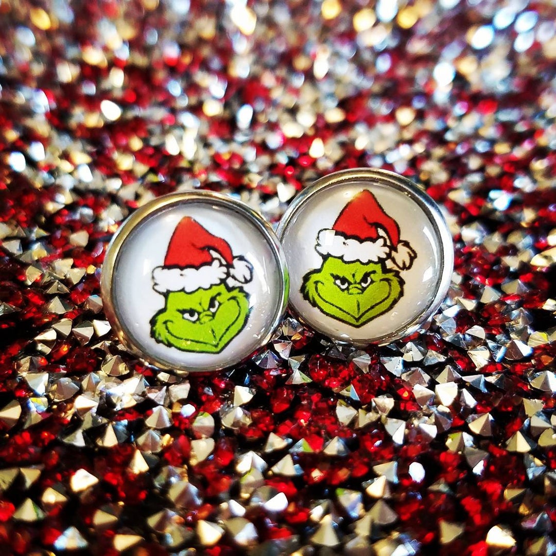 Grinch Earrings the Grinch Fun Christmas Studs Holiday Earrings Gift ...