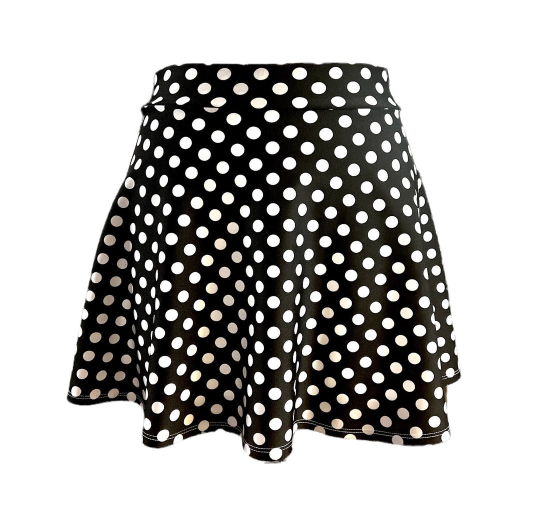 Black and White Polka Dots Spandex Flare Mini Skirt - Etsy