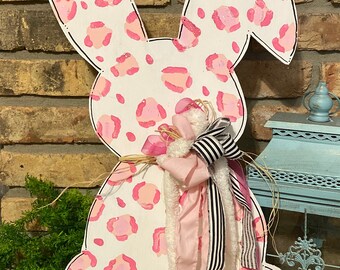 Bunny Welcome Door Sign Door Hanger Wall Hanger Picket Fence Spring ...