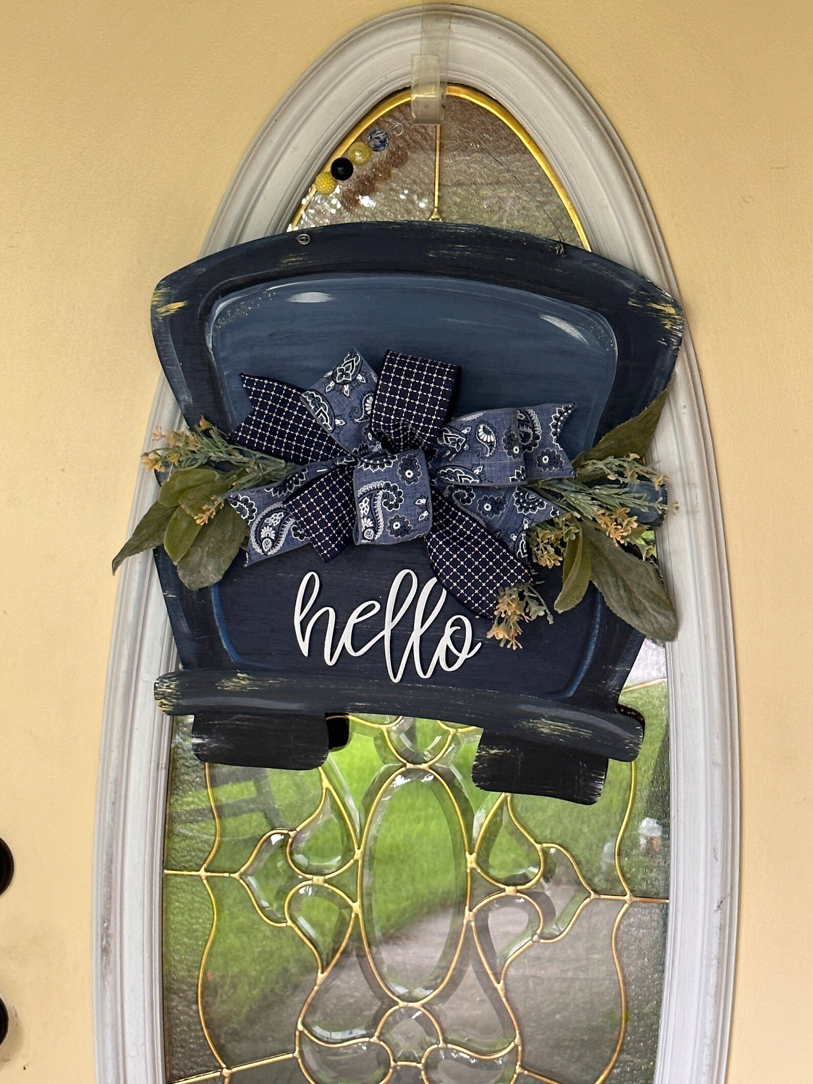 Old Blue Truck Door Hanger - Rustic Door Hanger - Farmhouse Porch ...