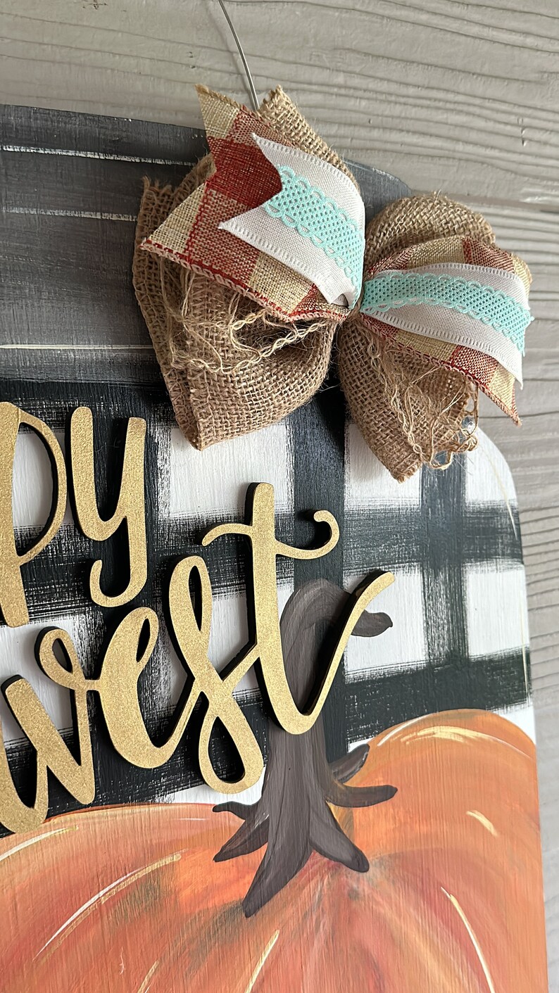 Fall Mason Jar Door Hanger - Fall Door Hanger - Happy Harvest - Fall ...